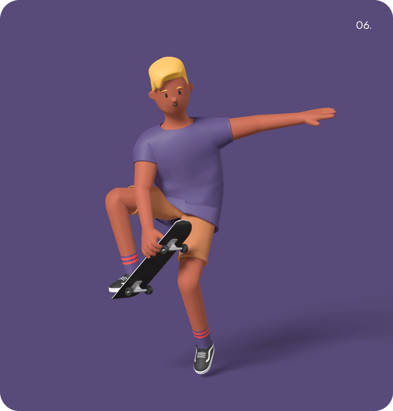 Humans 3d characters with animated super heroes