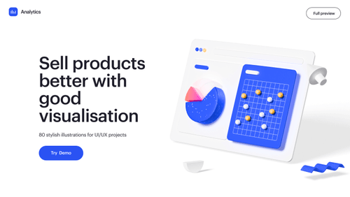 Charts 3d illustrations for Figma