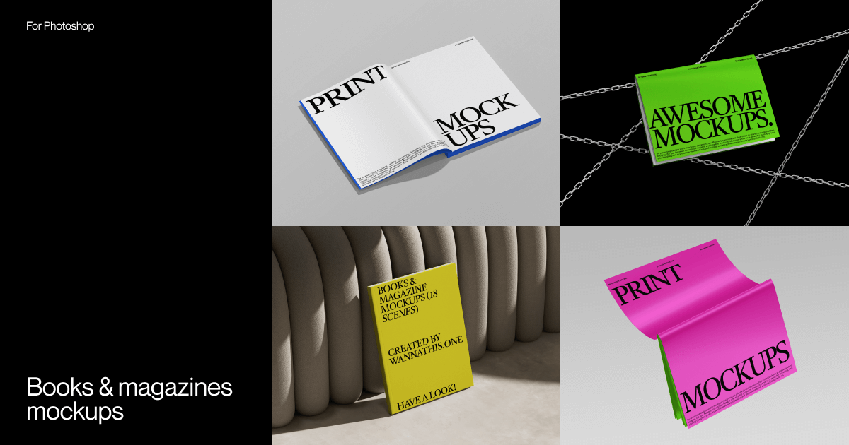 Download Stylish Books & Magazines Mockups collection — Wannathis