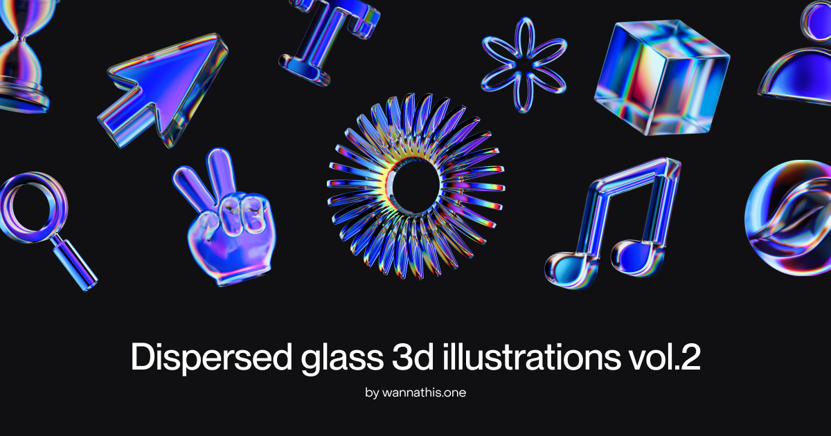 Dispersed glass 3d illustrations vol.2