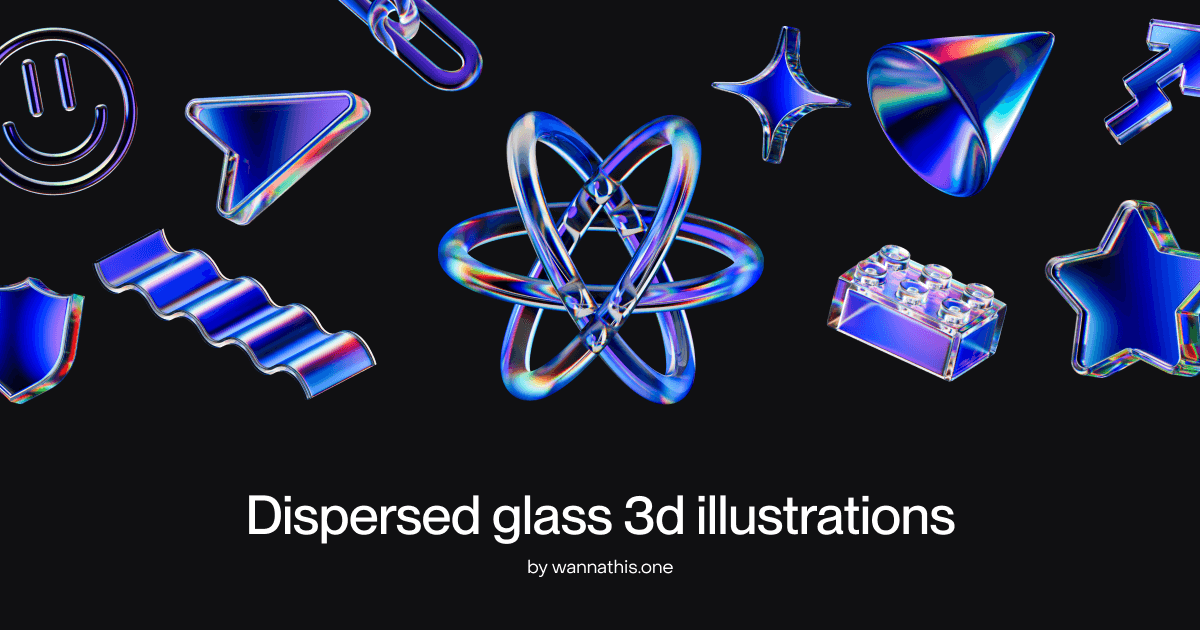 Dispersed glass 3d illustrations — Wannathis