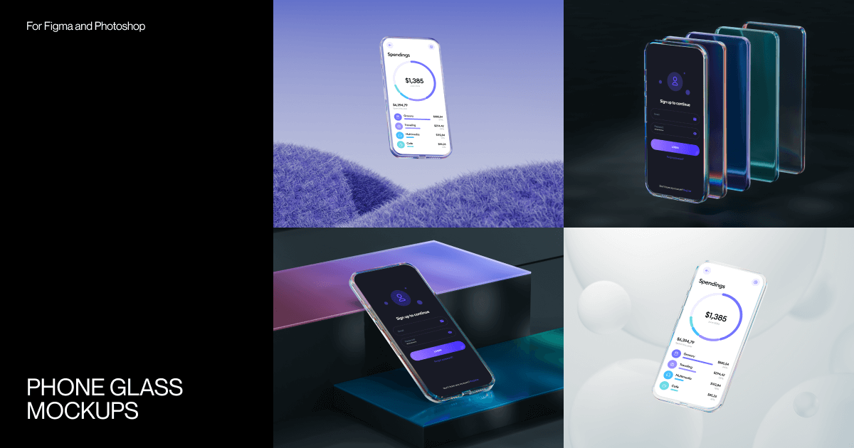 Download Stylish Glass Phone Mockups collection — Wannathis
