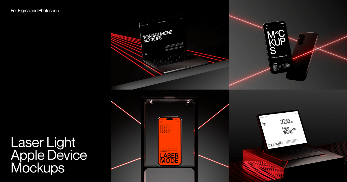 Laser Light Apple Device Mockups – Wannathis