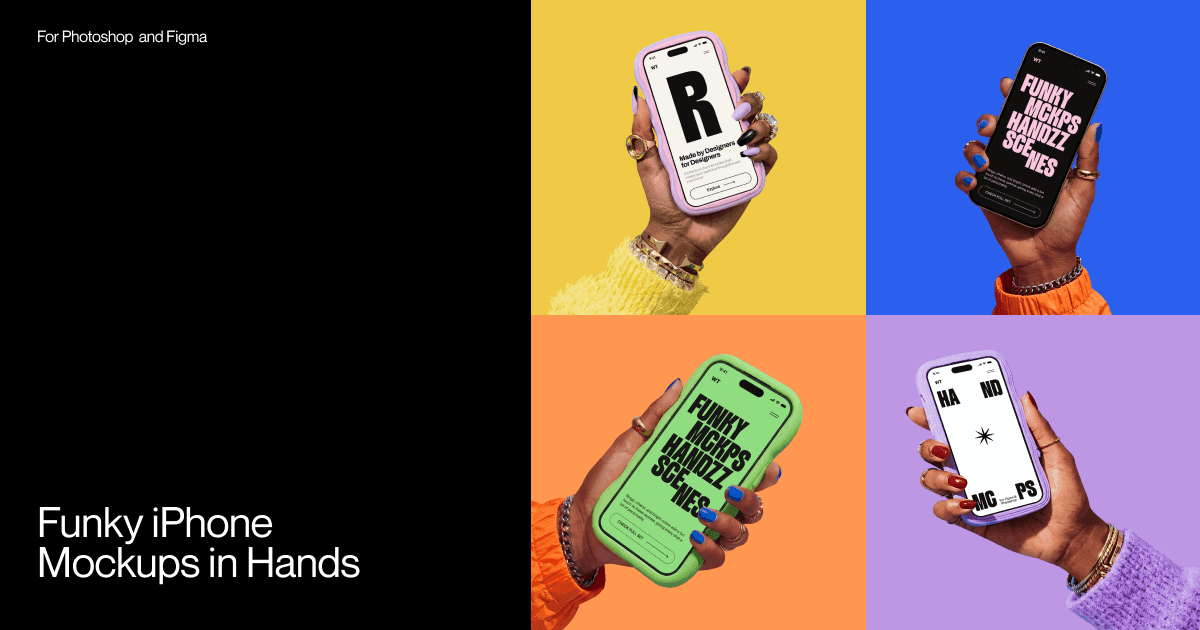 Funky iPhone Mockups in Hands | WANNATHIS.ONE